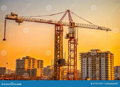 Construction And Engeneering Concept Tower Crane Royalty Free Stock