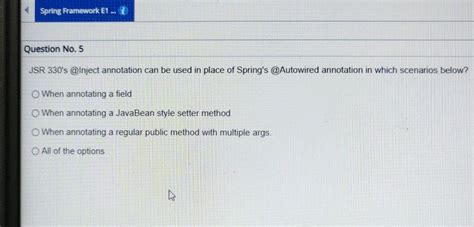 Spring Framework E1 Question No 5 JSR 330s StudyX