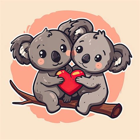 Dos Koalas Con Un Corazón Que Dice Koala En La Parte De Atrás