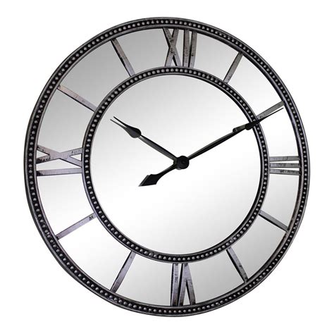 Horloge Murale Miroir Argent 55cm Plante Ta Deco