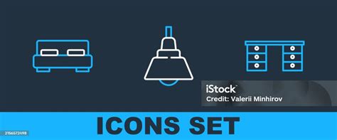 사무실 책상 큰 침대 샹들리에 아이콘을 설정합니다 벡터 가구에 대한 스톡 벡터 아트 및 기타 이미지 가구 가정의 방 고급 호텔 Istock