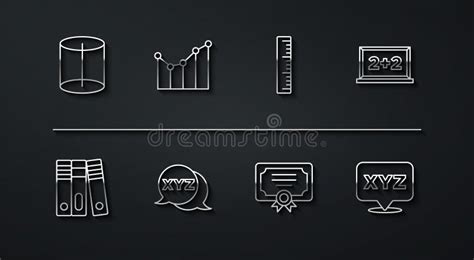 Set Line Geometric Figure Office Folders Chalkboard Certificate