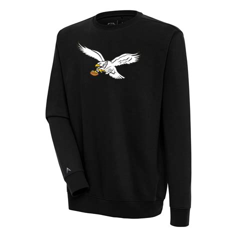 Mens Antigua Black Philadelphia Eagles Throwback Logo Victory Crewneck