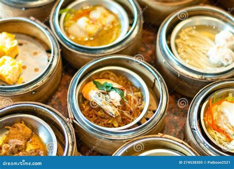 Dim Sum In Bamboo Steamer Chinese Cuisine Stock Image Image Of