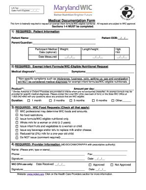 Fillable Online Maryland WIC Medical Documentation Form Fax Email Print