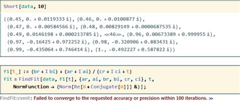 fitting does findfit support complex numbers or doesn t it