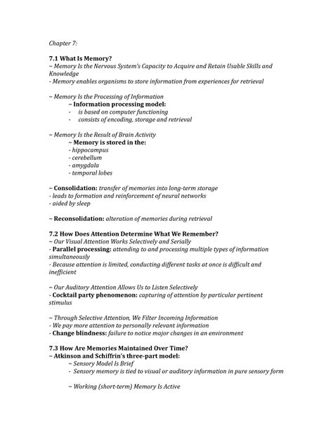 chapter 7 lecture notes 7 chapter 7 7 what is memory ~ memory is