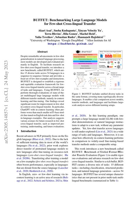 Pdf Buffet Benchmarking Large Language Models For Few Shot Cross Lingual Transfer