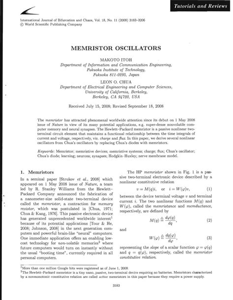 PDF Memristor Oscillators