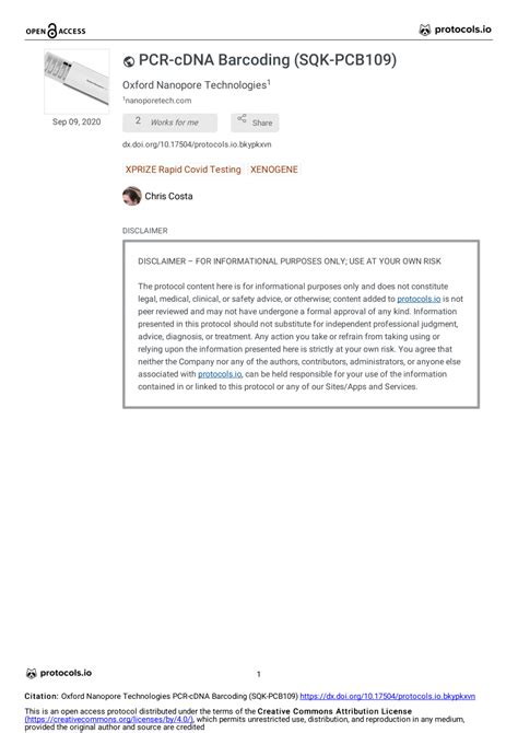 Pdf Pcr Cdna Barcoding Sqk Pcb109 V1
