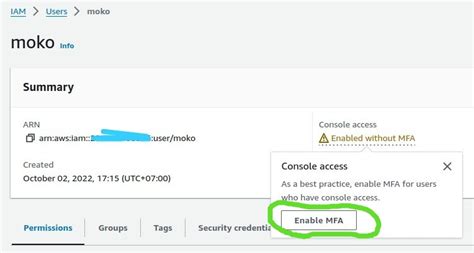 mengaktifkan mfa aws pada akun user
