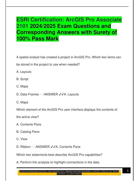 Esri Certification Arcgis Pro Associate 2025 Exam Questions And