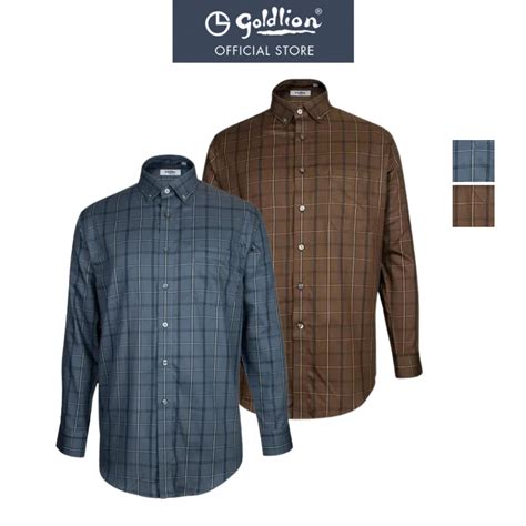 Goldlion Casual Regular Fit 100 Cotton Long Sleeved Shirt Shopee