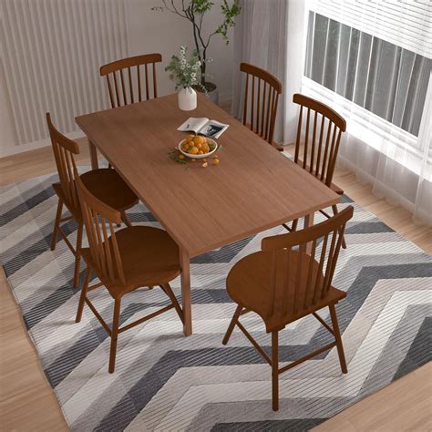 Lontai Dining Chairs Set Of 6 Walnut Spindle Dining Room