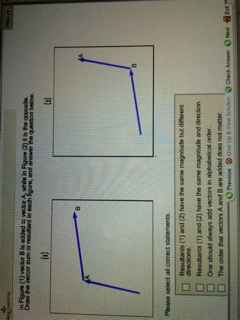 Solved In Figure 1 Vector B Is Added To Vector A While In Chegg Com