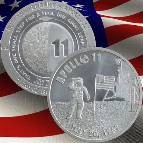 1 Oz Silver Apollo 11 50th Anniversary Authentic Silver Coin Etsy
