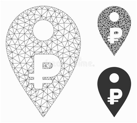 Rouble Map Marker Vector Mesh Carcass Model And Triangle Mosaic Icon Stock Vector Illustration
