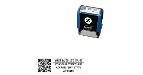 Custom Name Address Qr Code Self Inking Stamp Zazzle