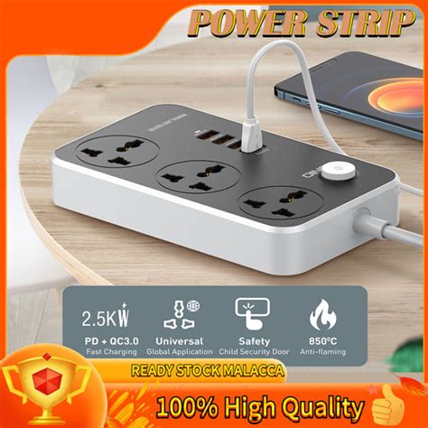 Power Strip 3 Universal Socket With 6 Usb Output 2m Usb Power Strip