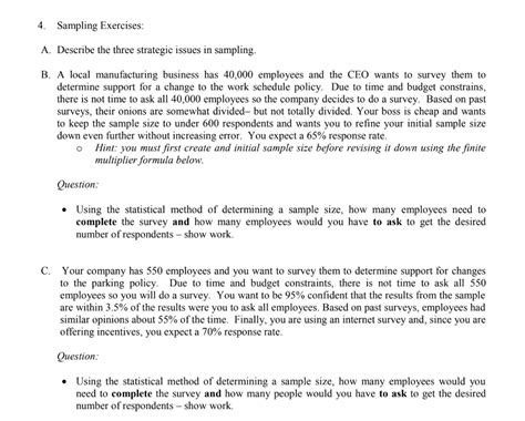 4 Sampling Exercises A Describe The Three