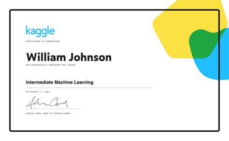 William Johnson Completed The Intermediate Machine Learning Course On Kaggle