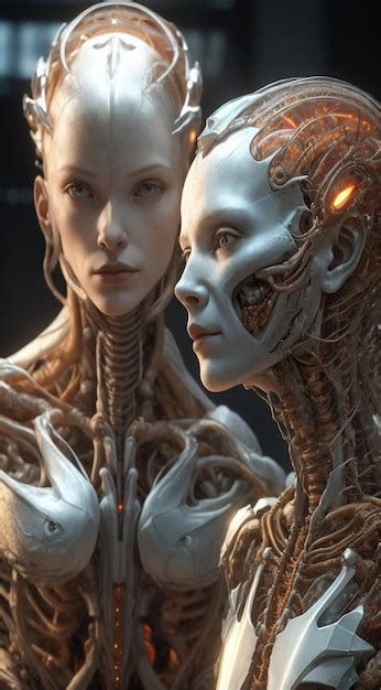 Premium Ai Image Biotic Robot Background Ai Robot Face Bionic Robot Face Portrait Of A Bionic