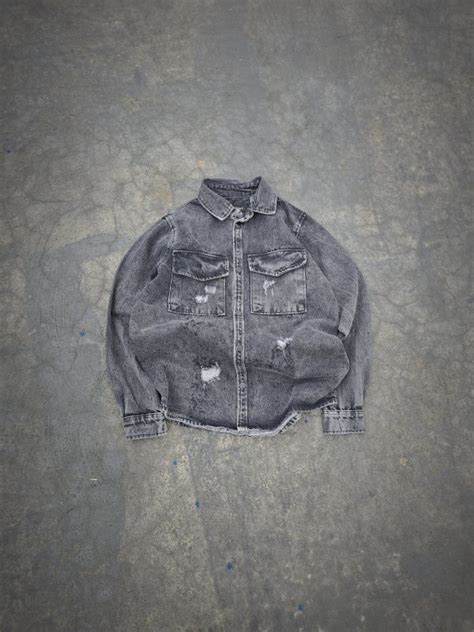 کت جین زاپ دار مردانه ذغالی 308901