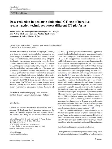 Pdf Dose Reduction In Pediatric Abdominal Ct Use Of Iterative