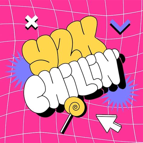 Yk Chillin Tarjeta De Estilo De Ilustración De Texto Buble Divertido