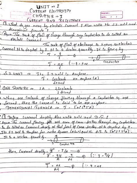 Physics Chapter 3 Current Electricity Notes Pdf