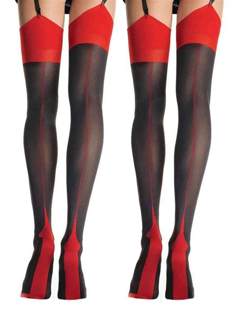 Opaque Cuban Heel Thigh Highs Black Red Osxl Artofit