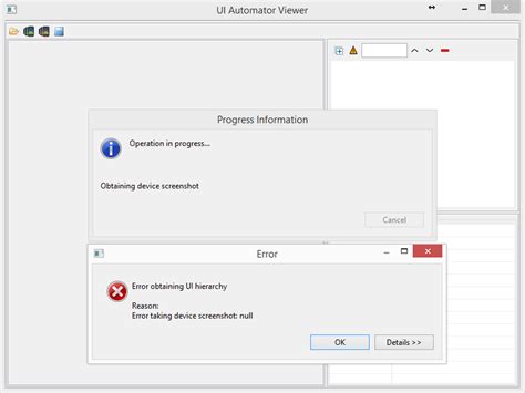 Android Uiautomator Automator Viewer Cant Get Device Screen Shoot Stack Overflow