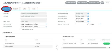 Set Date Range Information