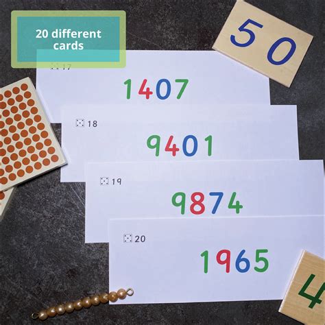Montessori Math Place Value Notation Cards Set 5 Standard And Golden Beads Made By Teachers