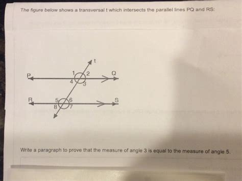 Solved The Figure Below Shows A Transversal T Which Chegg
