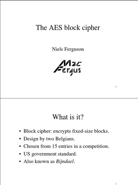 The Aes Block Cipher Niels Ferguson Pdf Computer Security Security
