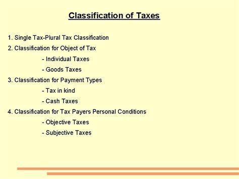 Public Finance Classification Of Taxes Classification Of Taxes
