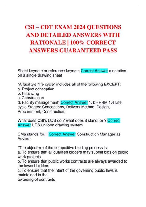 Csi Cdt Exam 2024 Questions And Detailed Answers With Rationale 100