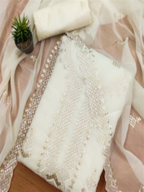Buy Kalini Ethnic Motifs Sequinned Embroidered Unstitched Dress