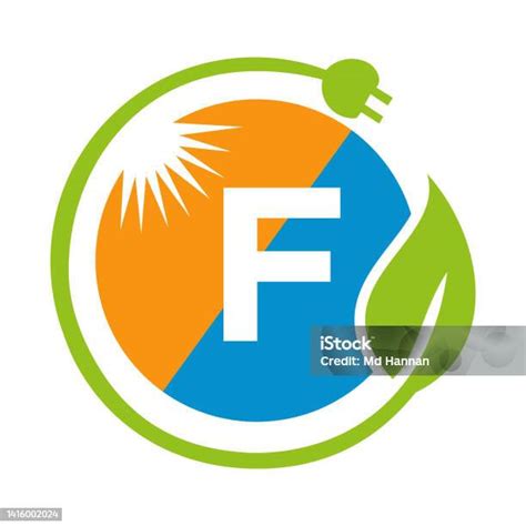 Lettre F Concept De Conception De Logo Dénergie Solaire Avec Modèle De