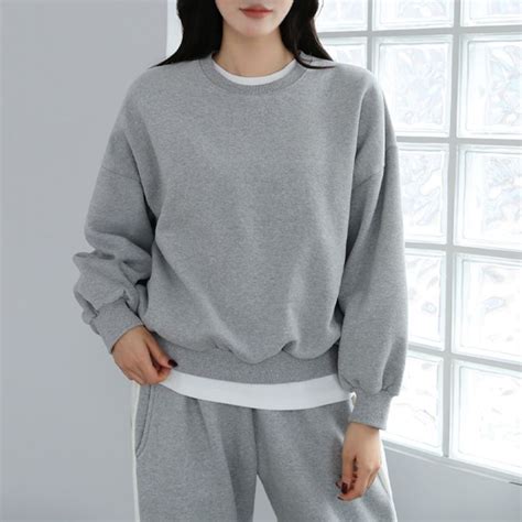 포스티 사이드 핀턱 양기모 오버핏 맨투맨