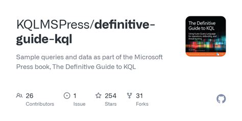 Github Kqlmspress Definitive Guide Kql Sample Queries And Data As Part Of The Microsoft Press