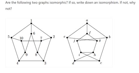 Solved Are The Following Two Graphs Isomorphic If So Write