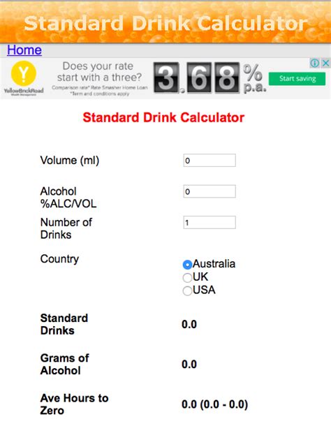 Standard Drink Calculator Fasrexcel