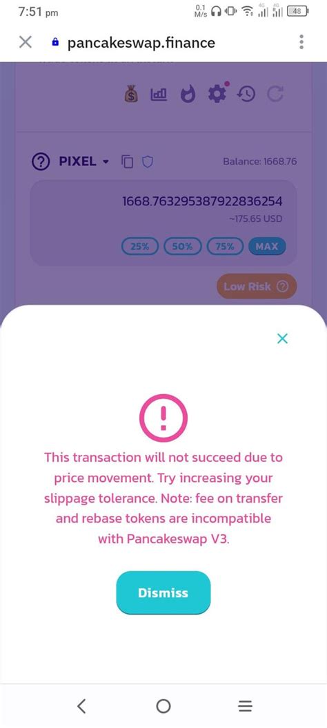 Pancake Swap Error This Transaction Will Not Succeed Due To Price