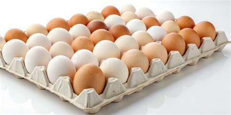 Variety Of Eggs Displayed On White Background In Egg Carton Showcasing
