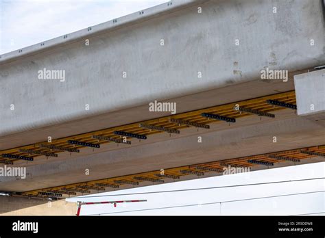 Closeup View Of The Underside Of A Concrete Rail Bridge Under Construction In Pakenham Australia