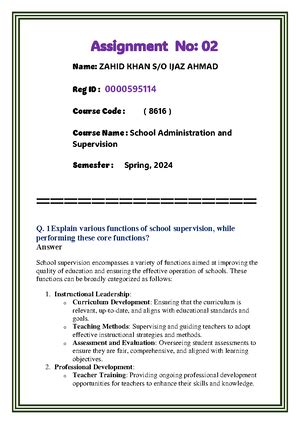 Solved 5 Write Your Understanding About Supervising Physical