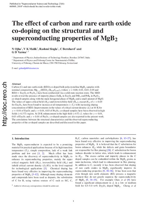 Pdf The Effect Of Carbon And Rare Earth Oxide Co Doping On The