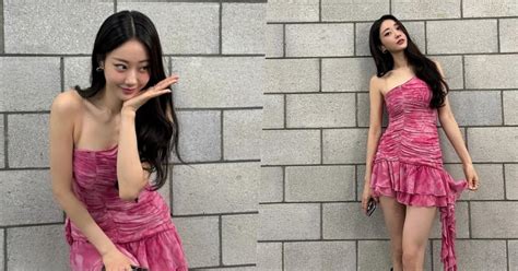 경리 살짝 숙이니 더 아찔해…딱 붙는 핑크빛 원피스에 꽉찬 볼륨감 조선비즈